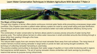 Learn Water Conservation Techniques In Modern Agriculture With Benedict ...