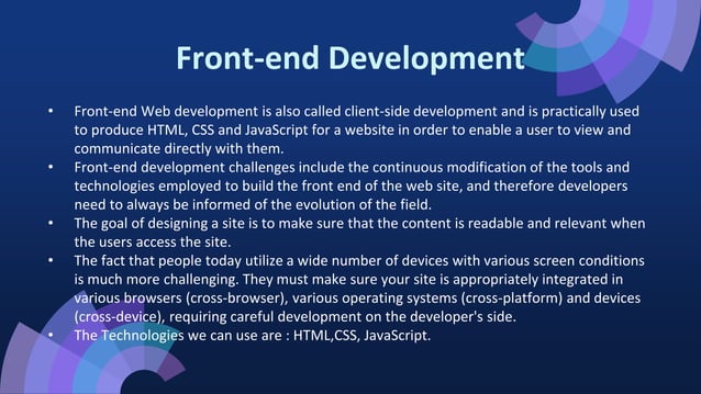 Learn web development: Front-end vs Back-end development | PPTX | Web ...