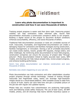 Learn why photo documentation is important in construction and how it ...