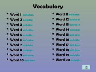 Learn your vocabulary template | PPT