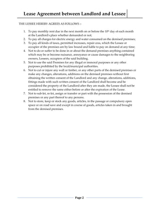 Lease agreement in india | PDF | Real Estate Renting and Leasing | Real ...