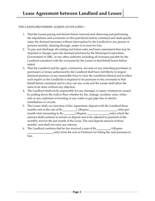 Lease agreement in india | PDF
