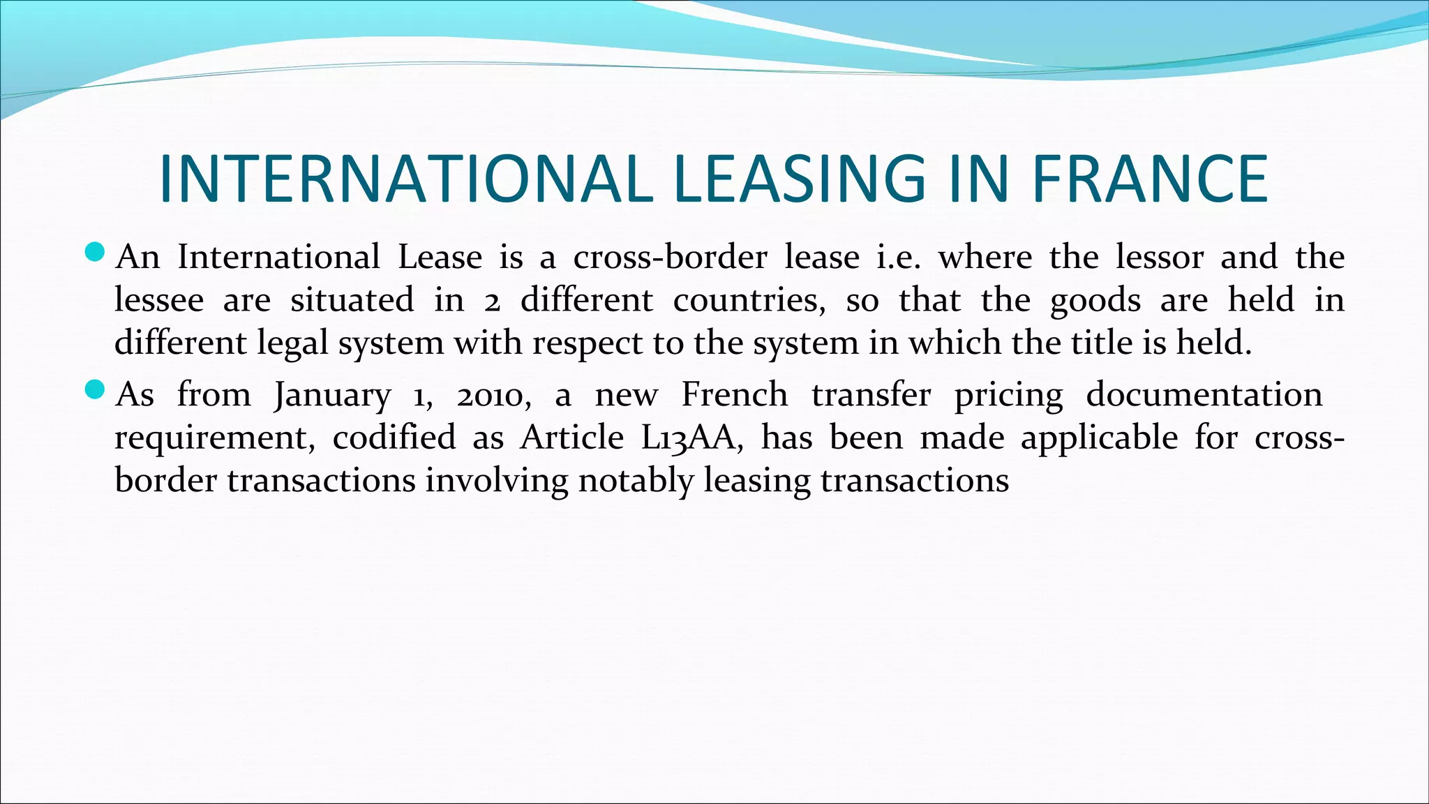 Lease financing in France | PPT