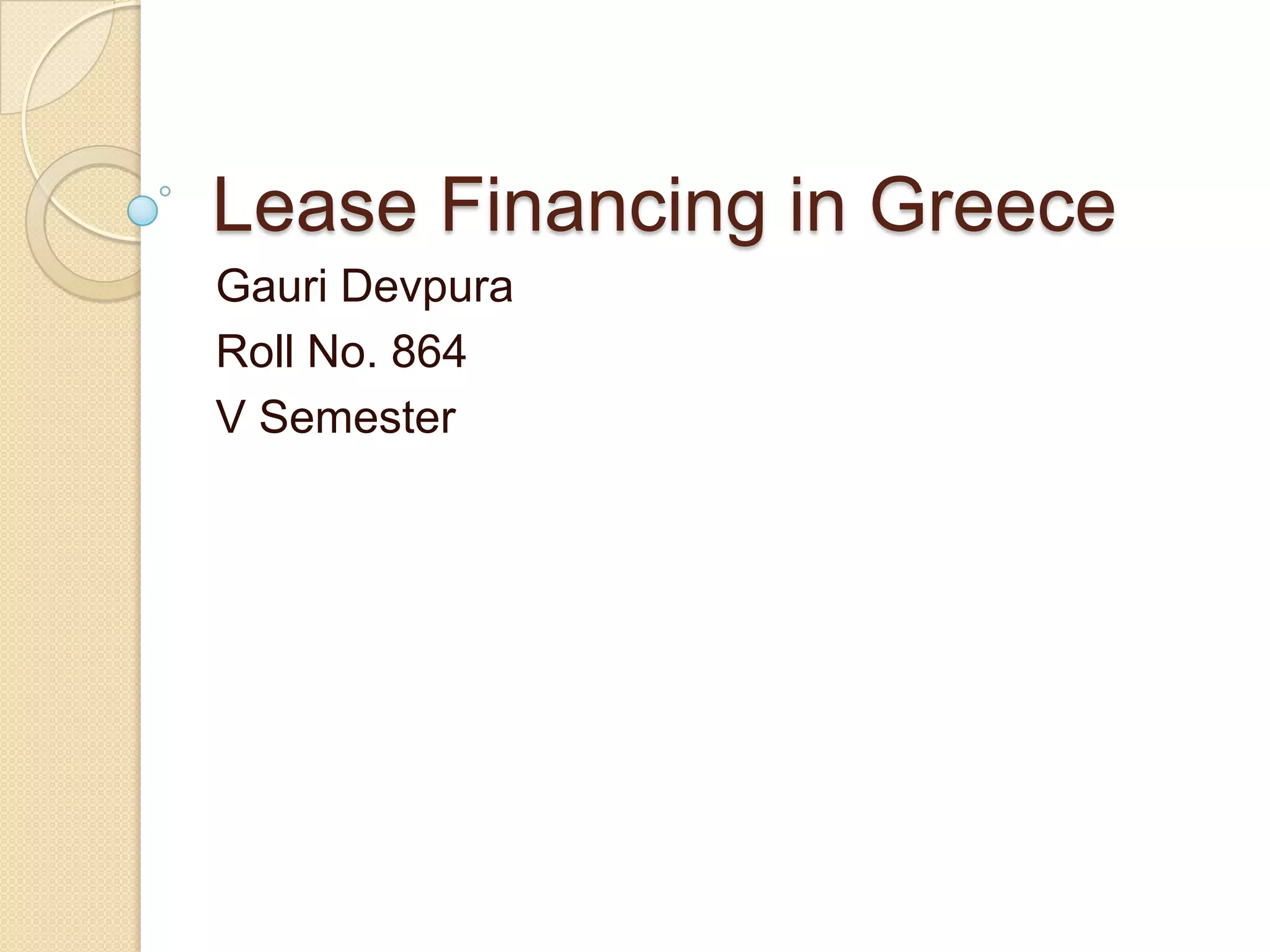 Lease financing in greece | PPTX