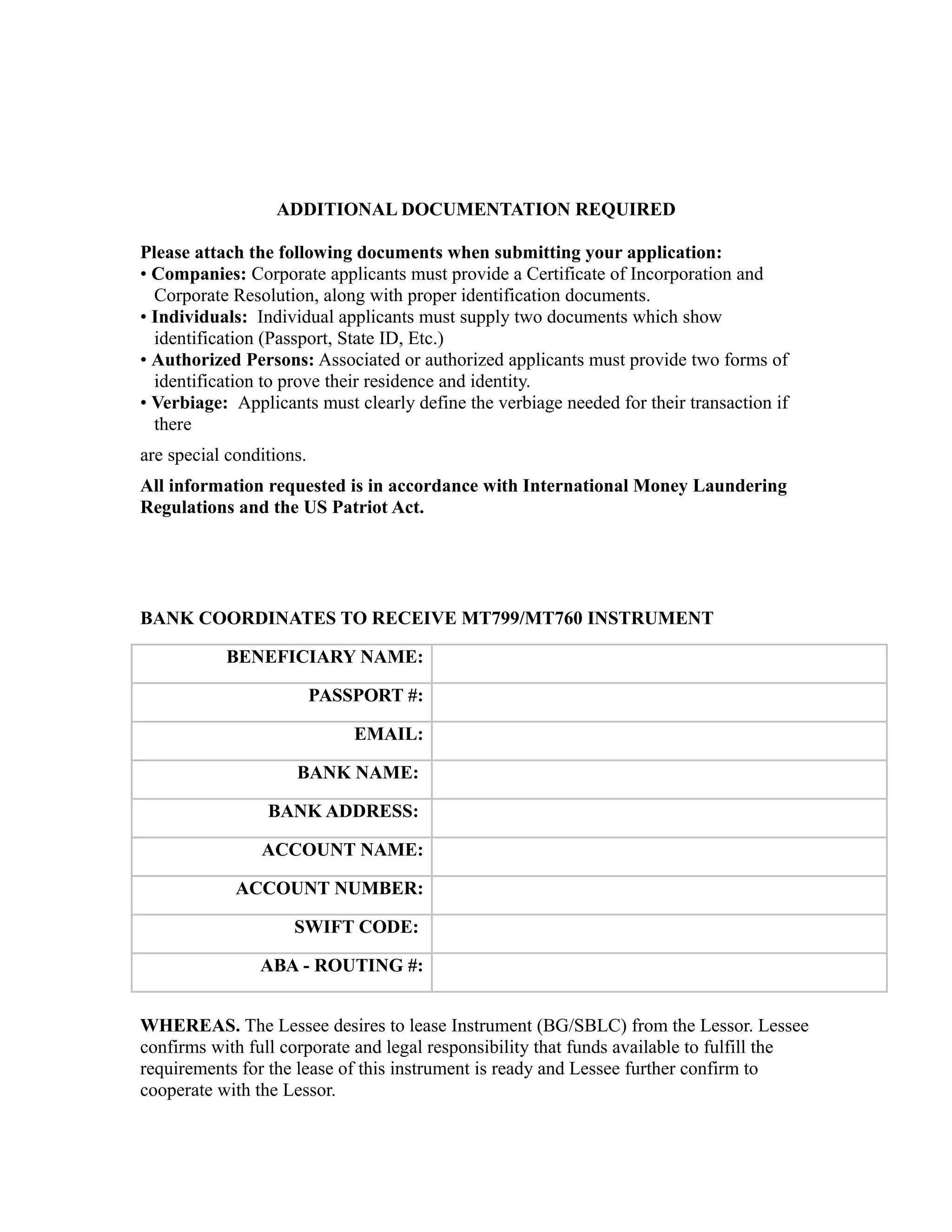 Lease instrument application | DOC