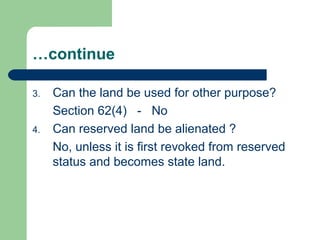 Lease of reserved land | PPT