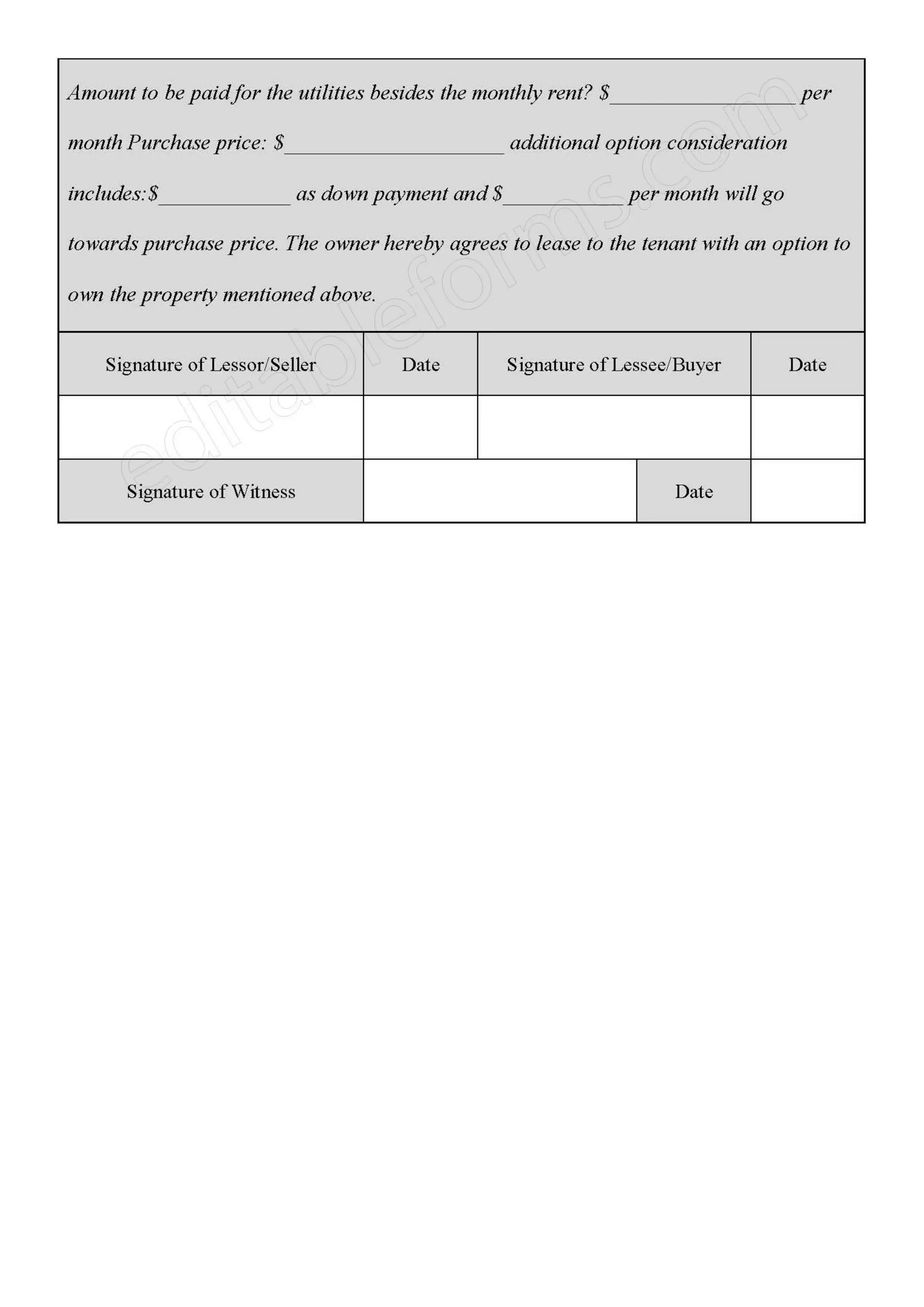Lease to Own Fillable PDF Template Download | PDF