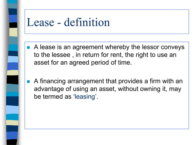 Leasing | PPTX | Stocks and Bonds | Personal Investing
