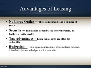 Leasing & Franchising- Entire chapter with examples | PPTX