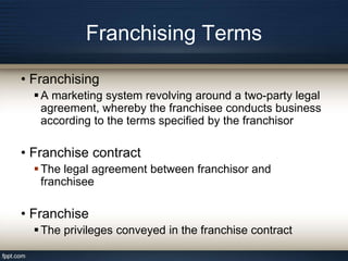 Leasing & Franchising- Entire chapter with examples | PPTX
