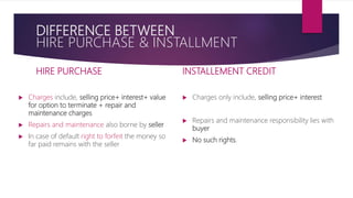 Leasing, hire purchases and installment purchase | PPT