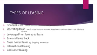 Leasing, hire purchases and installment purchase | PPT