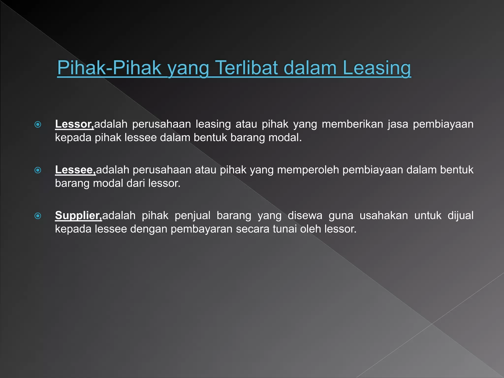 Leasing (Hukum Pembiayaan) | PPTX
