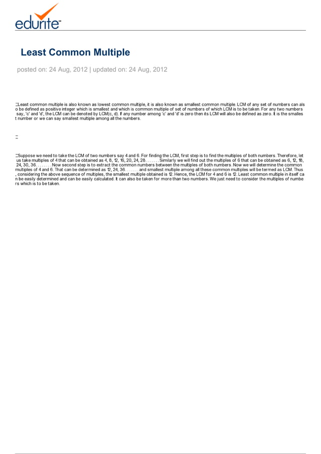 Least Common Multiple | PDF | Physics | Science