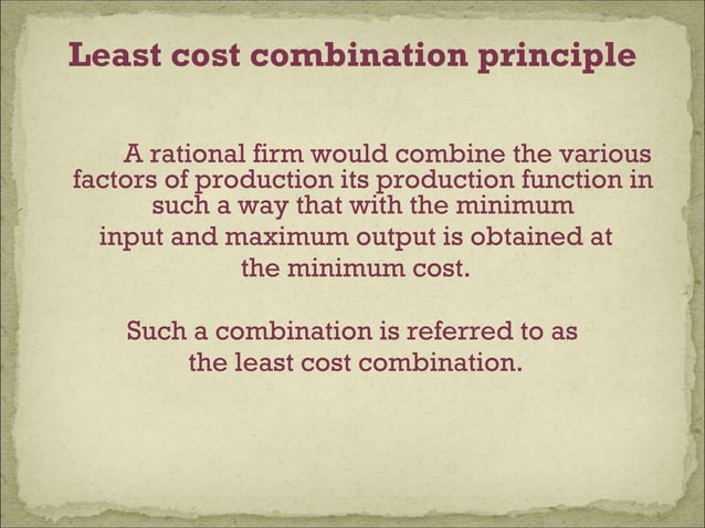 Least Cost Combination Ppt