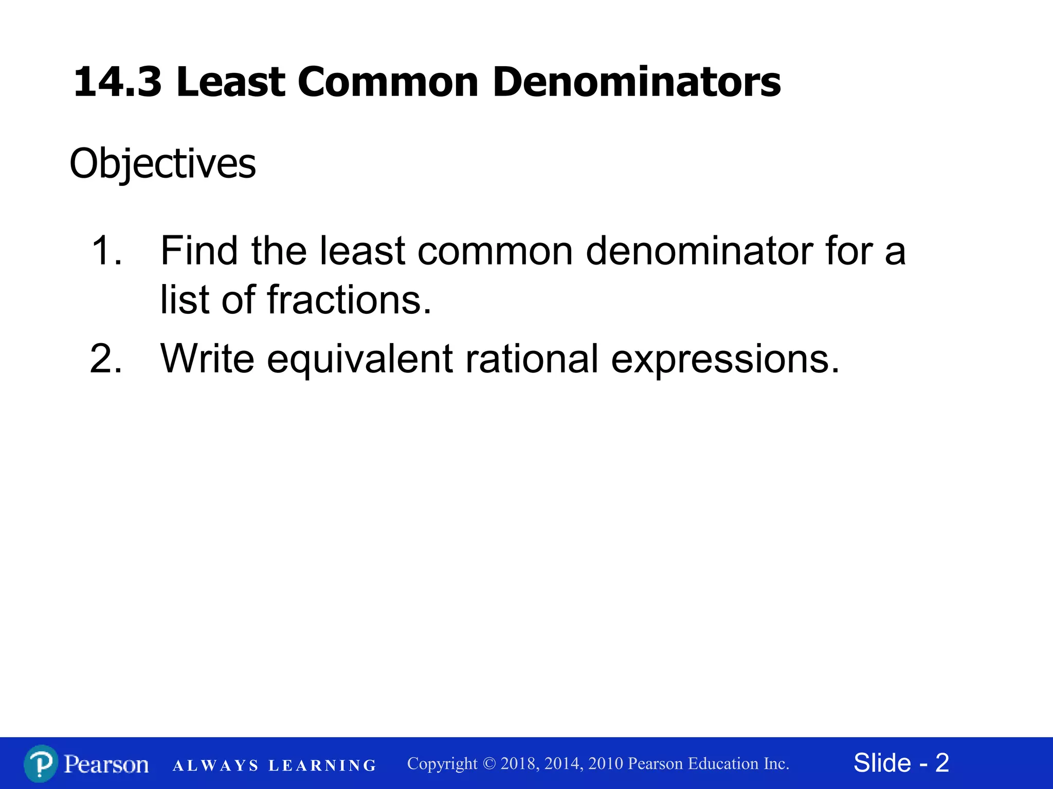 Section 14.3 Least common denominators | PPTX