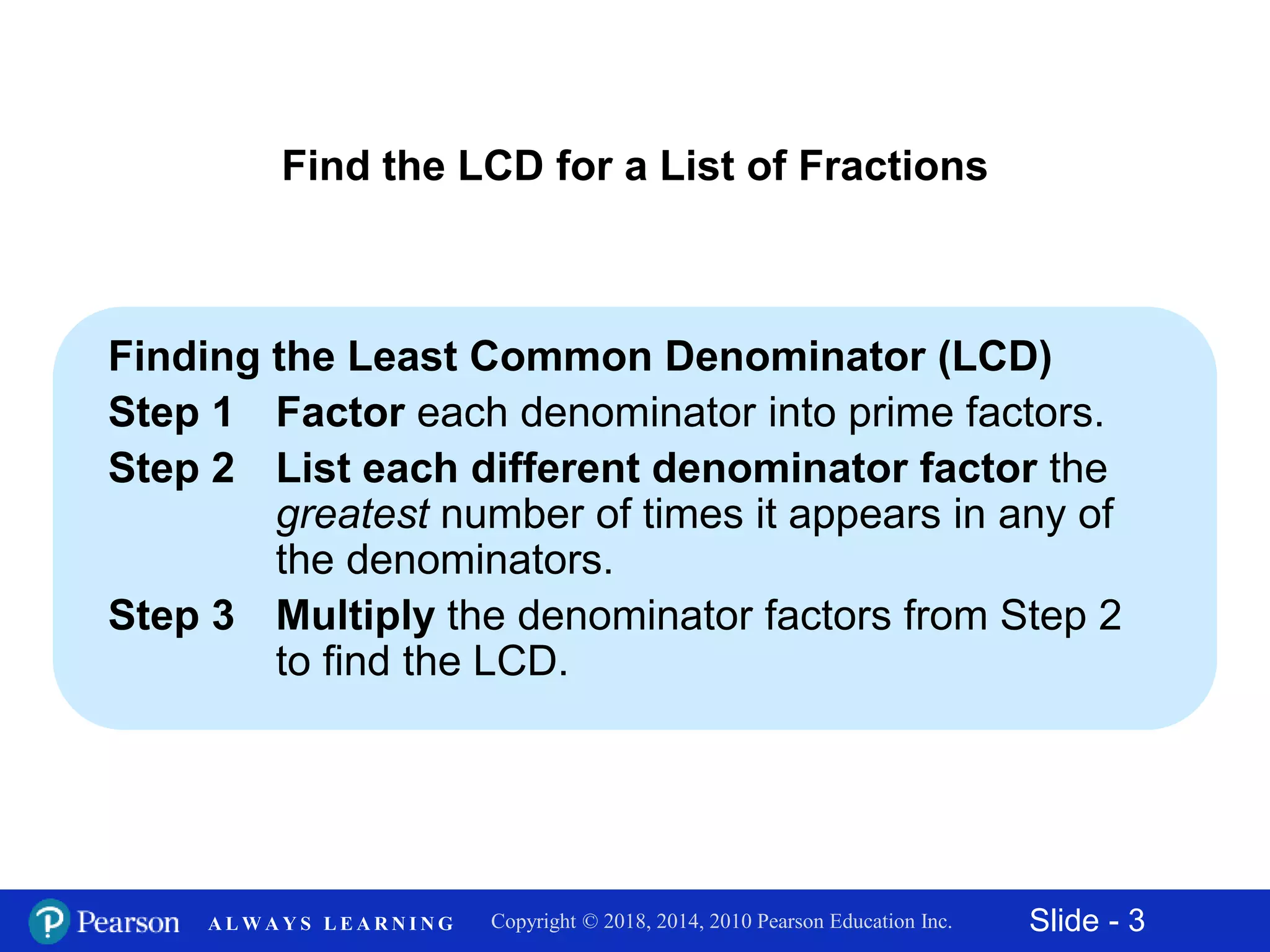 Section 14.3 Least common denominators | PPTX