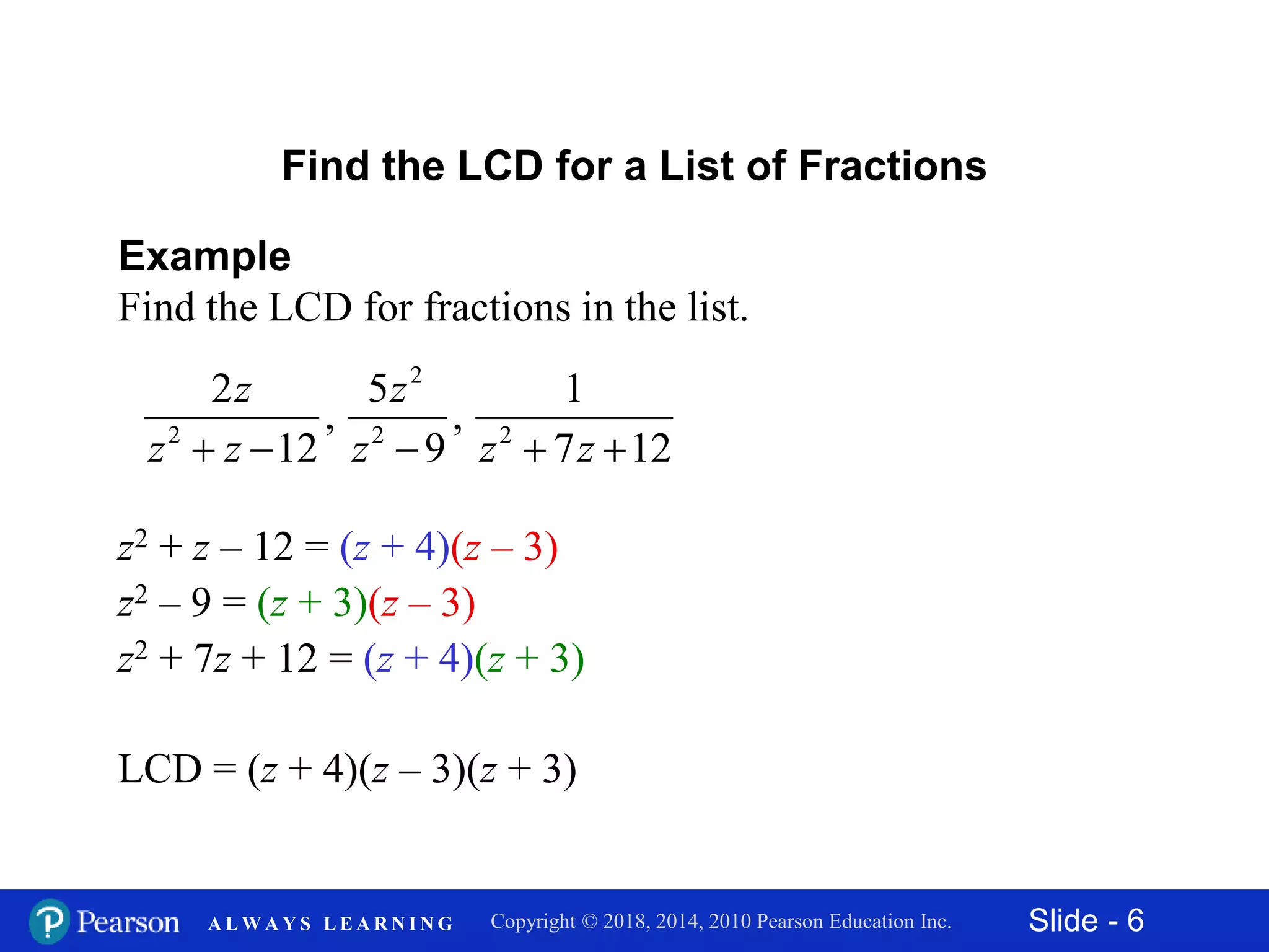 Section 14.3 Least common denominators | PPTX
