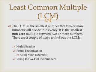 Least common multiple (lcm) & greatest | PPTX