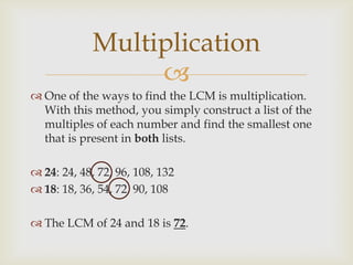 Least common multiple (lcm) & greatest | PPTX