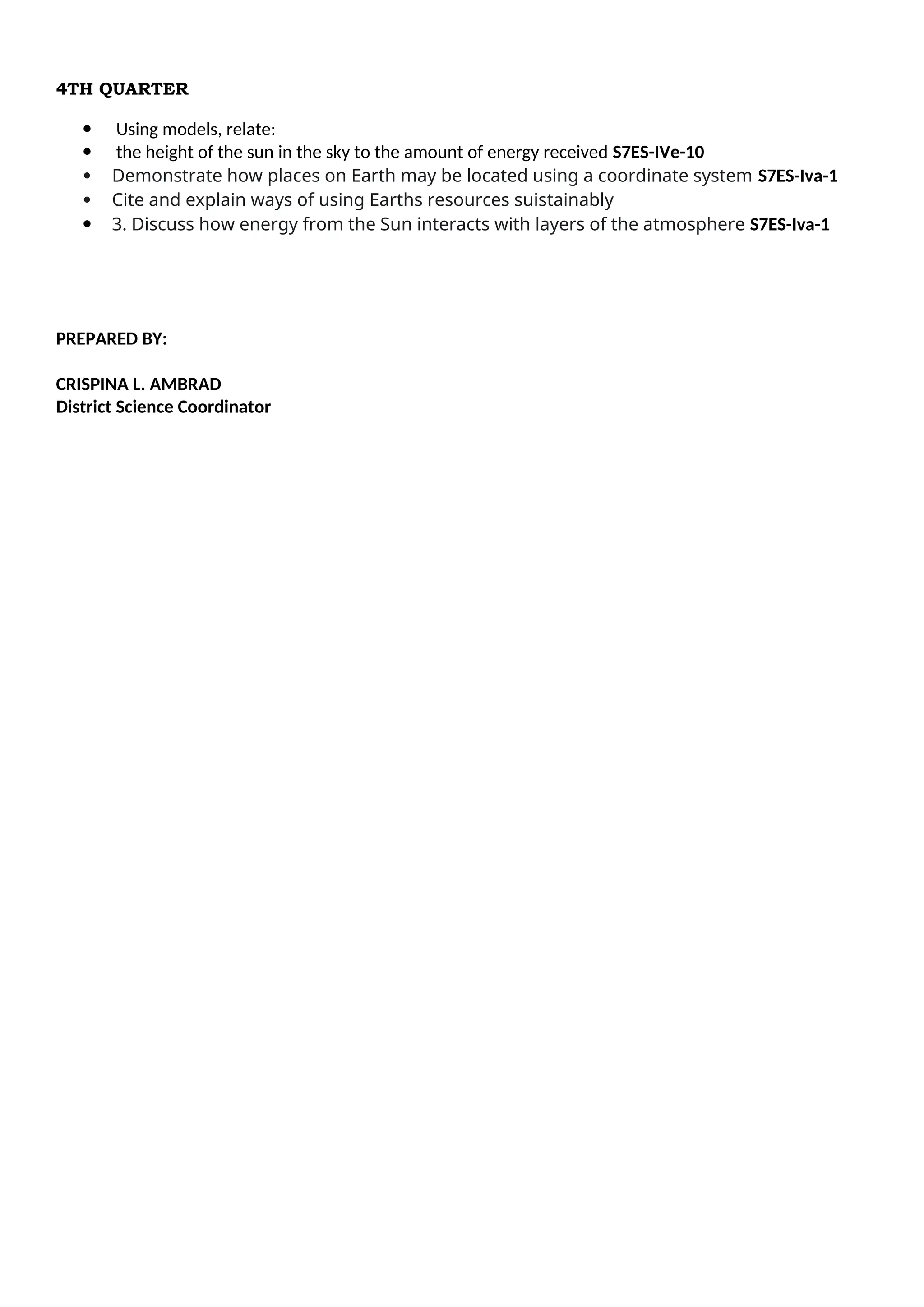 Least Learned Science Grade 7-8 2024-2025 | DOCX