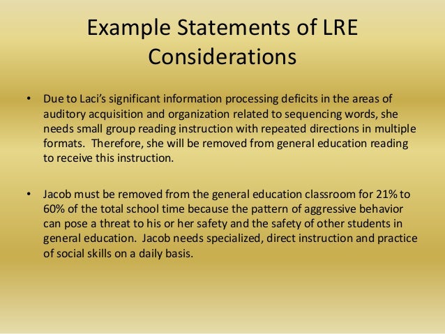 Least Restrictive Environment Examples