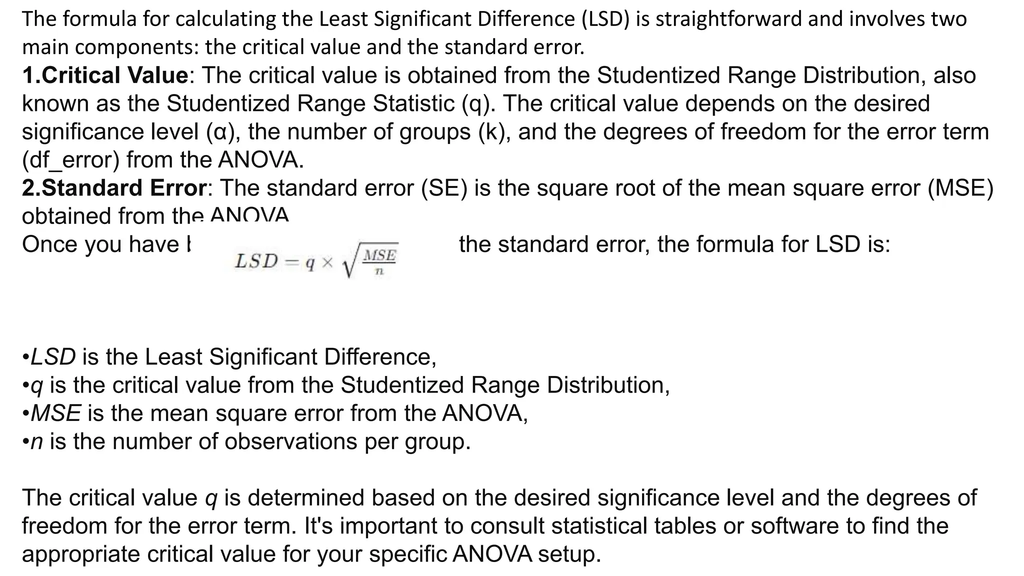 Least Significance Difference:Biostatics and Research Methodology | PPTX