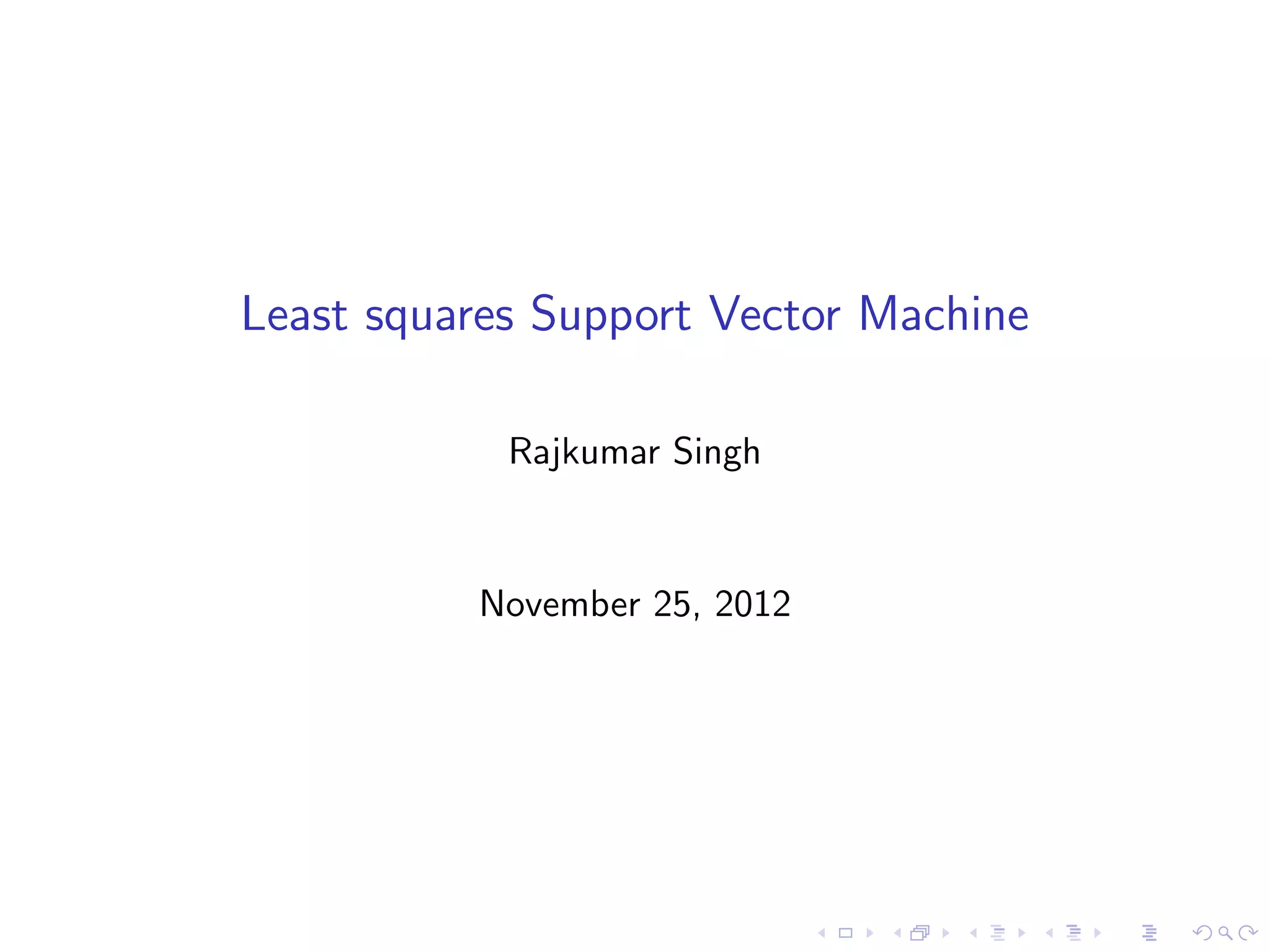 Least squares support Vector Machine Classifier | PDF