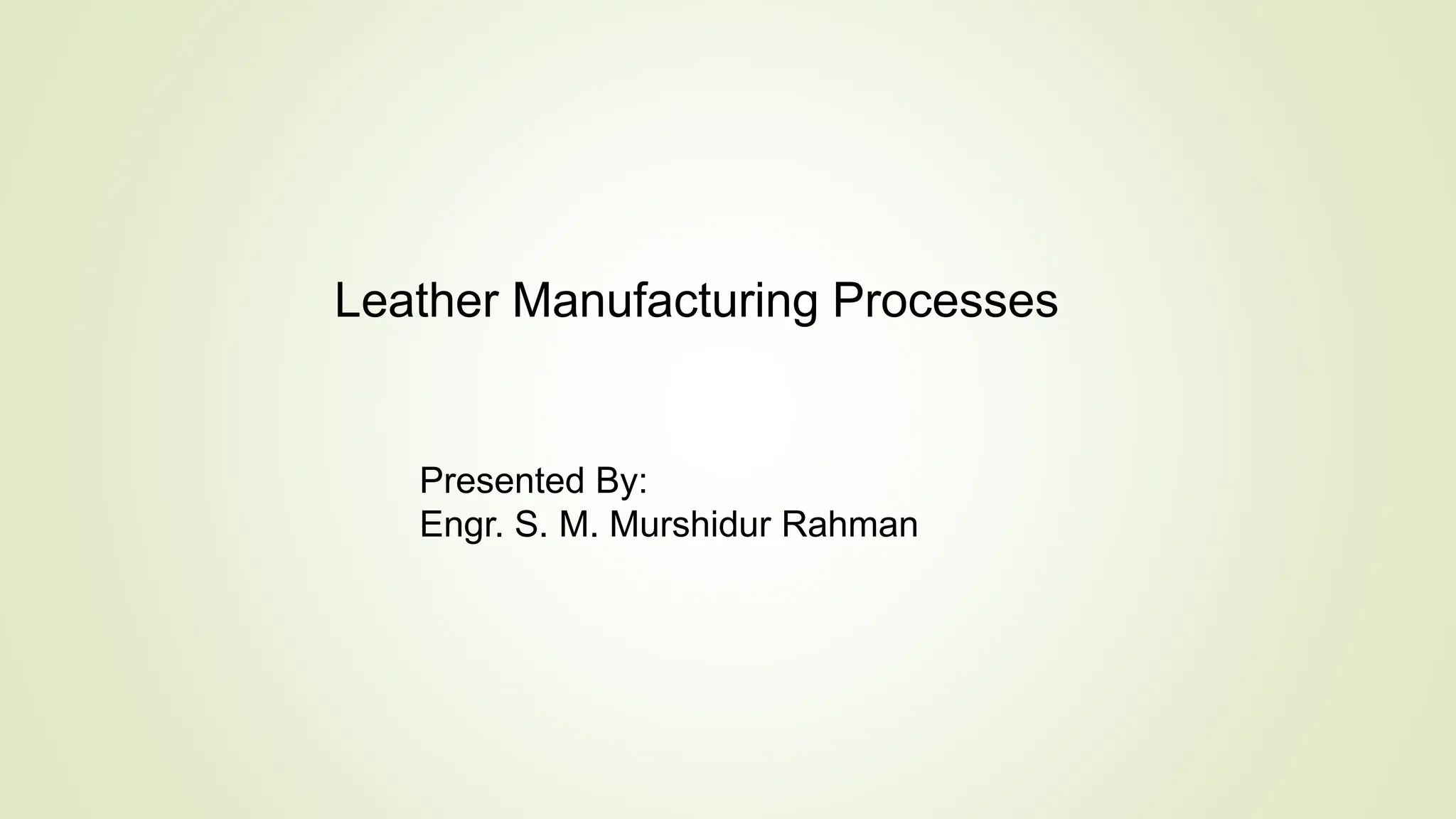 Leather (Hide or Skin) Manufacturing Processes | PPTX