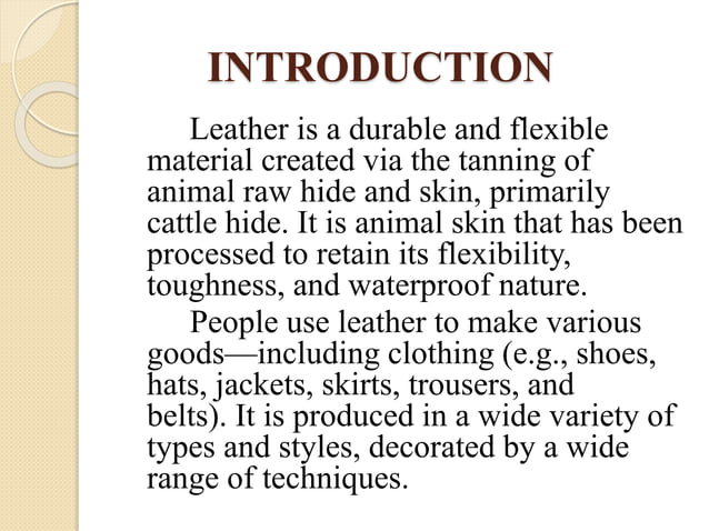 Leather presentation by ARPANA KAMBOJ | PPTX