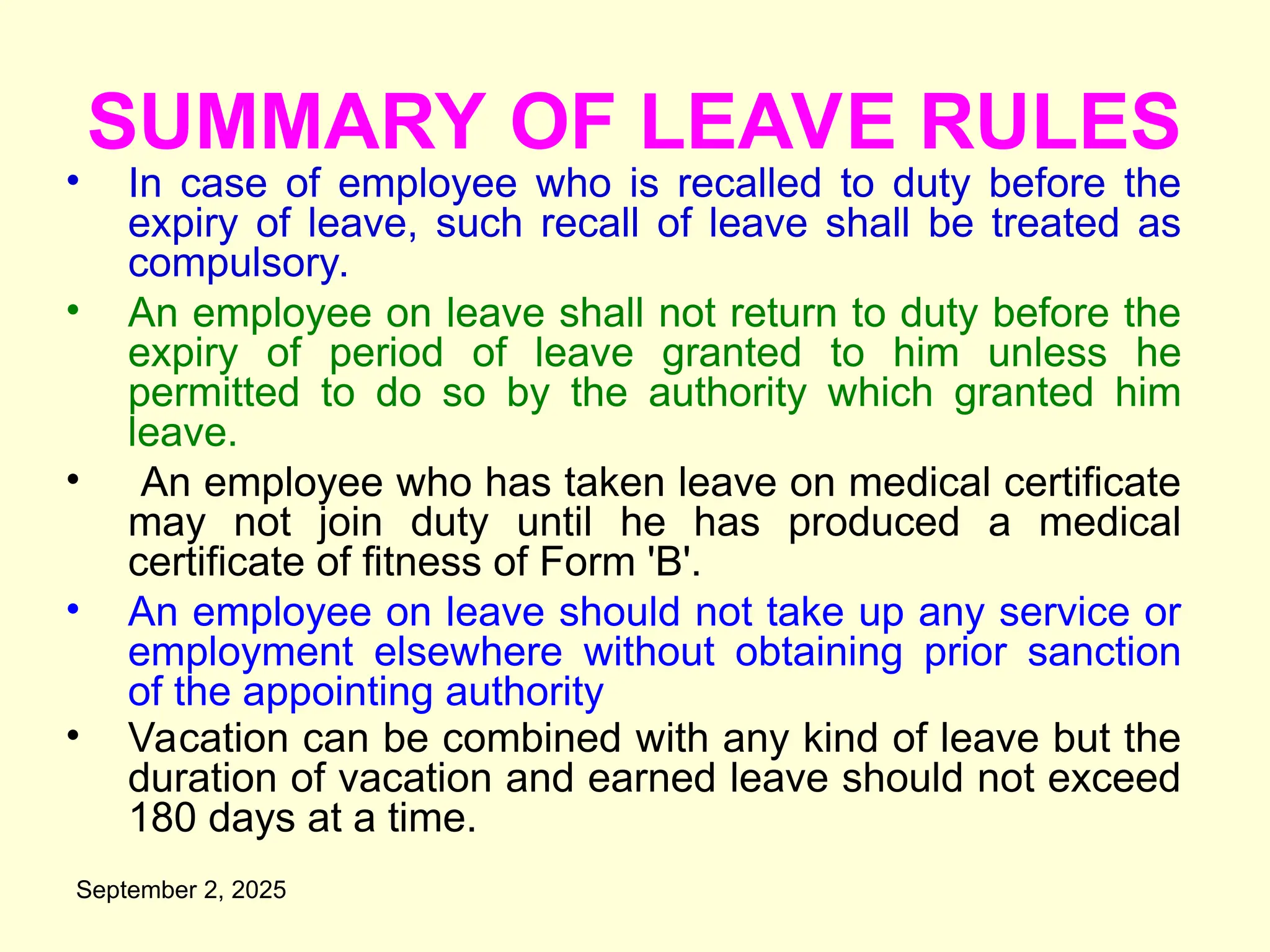 Leave rules-leave management-Leave rules-leave management | PPT