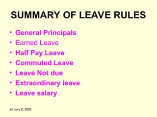 Leave-rules for employees of all central emplooyees | PPT