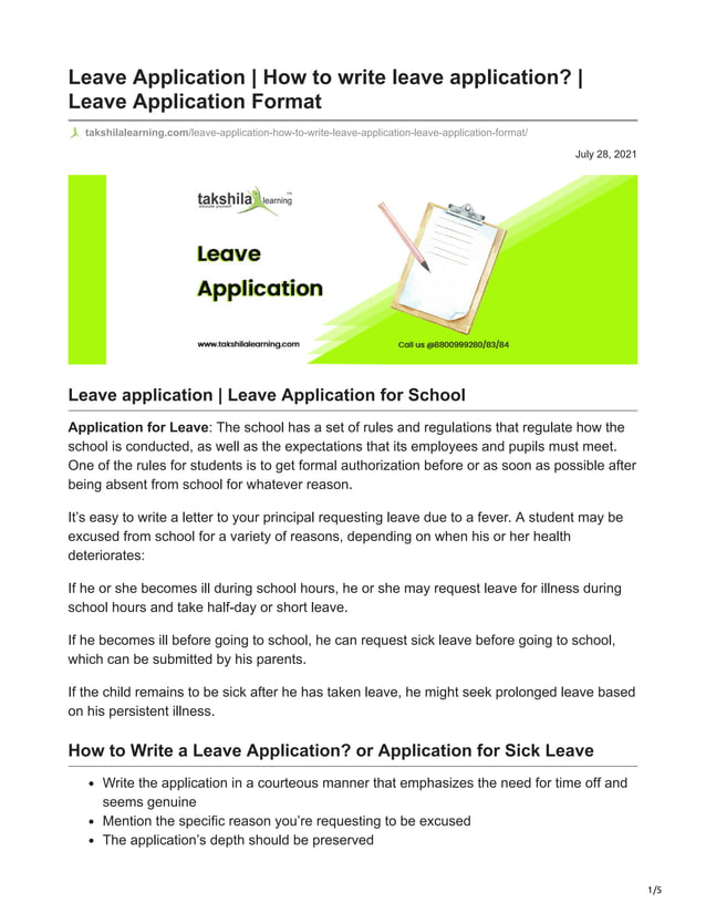 Leave application how to write leave application leave application ...