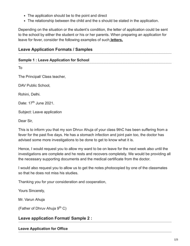 Leave application how to write leave application leave application ...