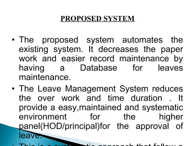 Leave management system | PPT | Computing | Technology & Computing