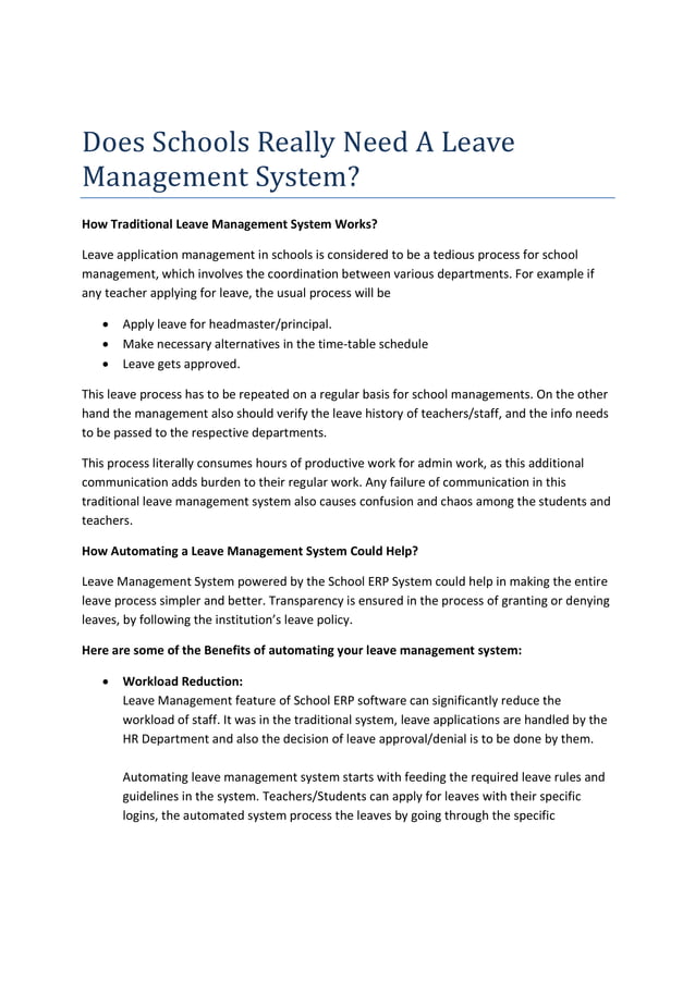 Leave management system | PDF | Technology & Computing