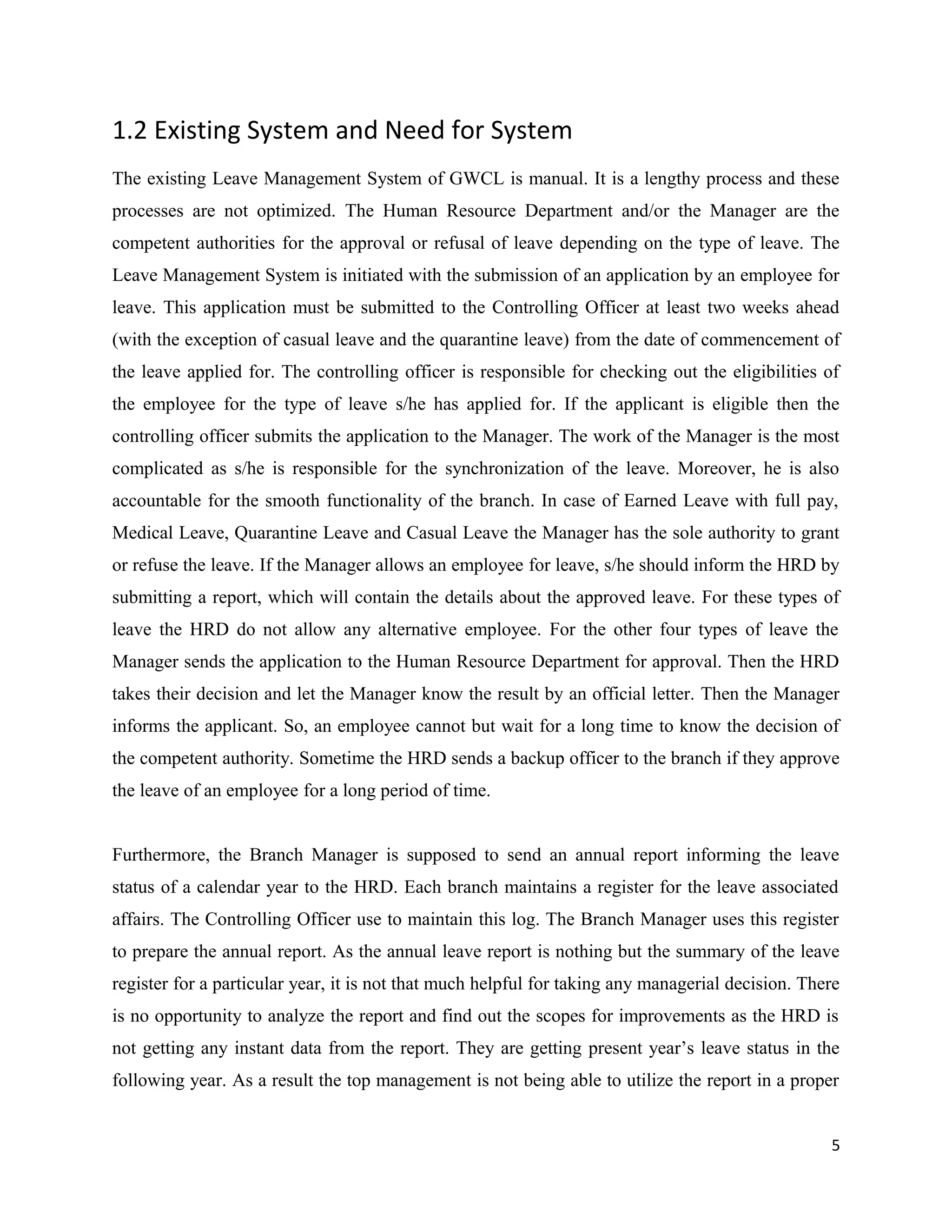 Leave management system chp 1 4 | DOC