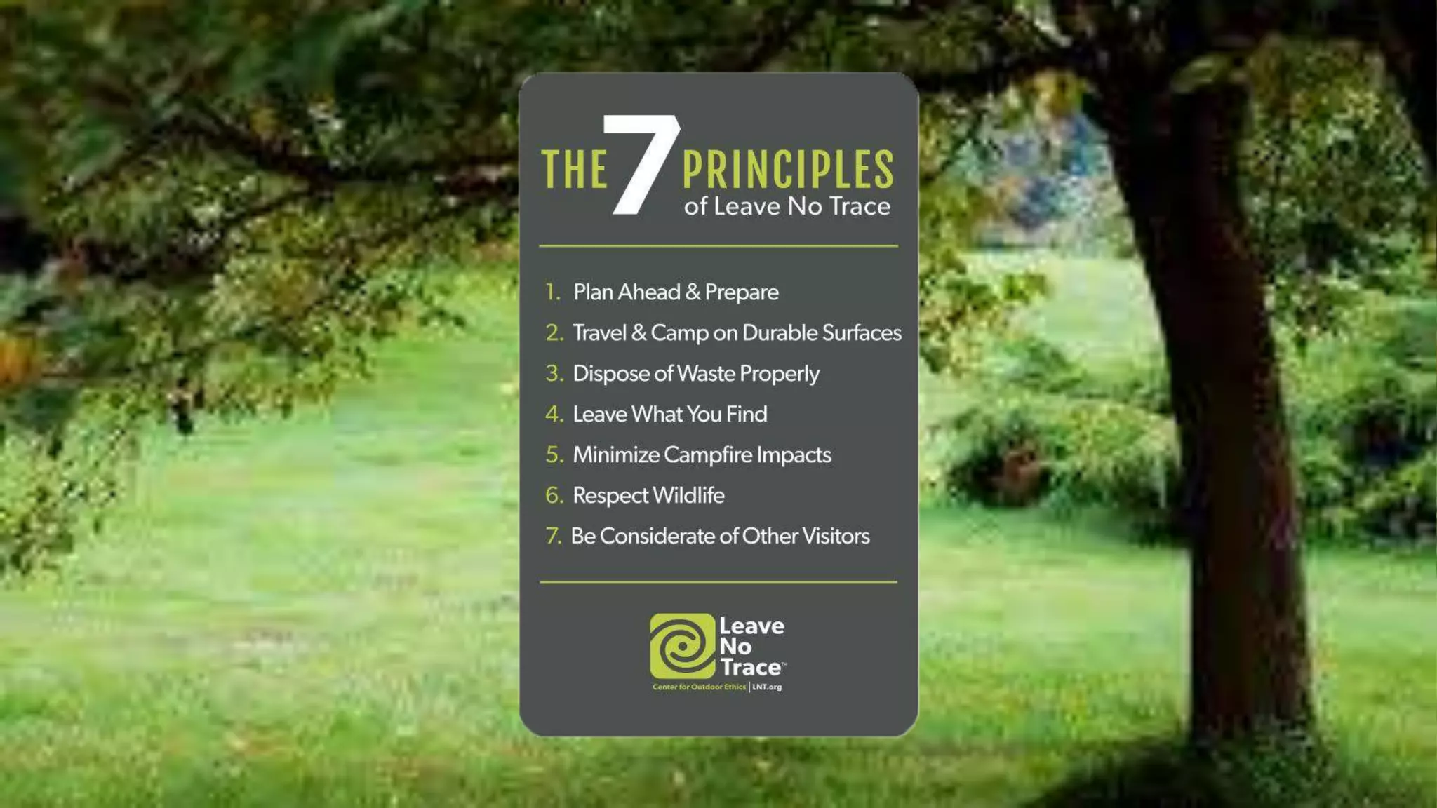 The Seven Principles of Leave No Trace | PPTX