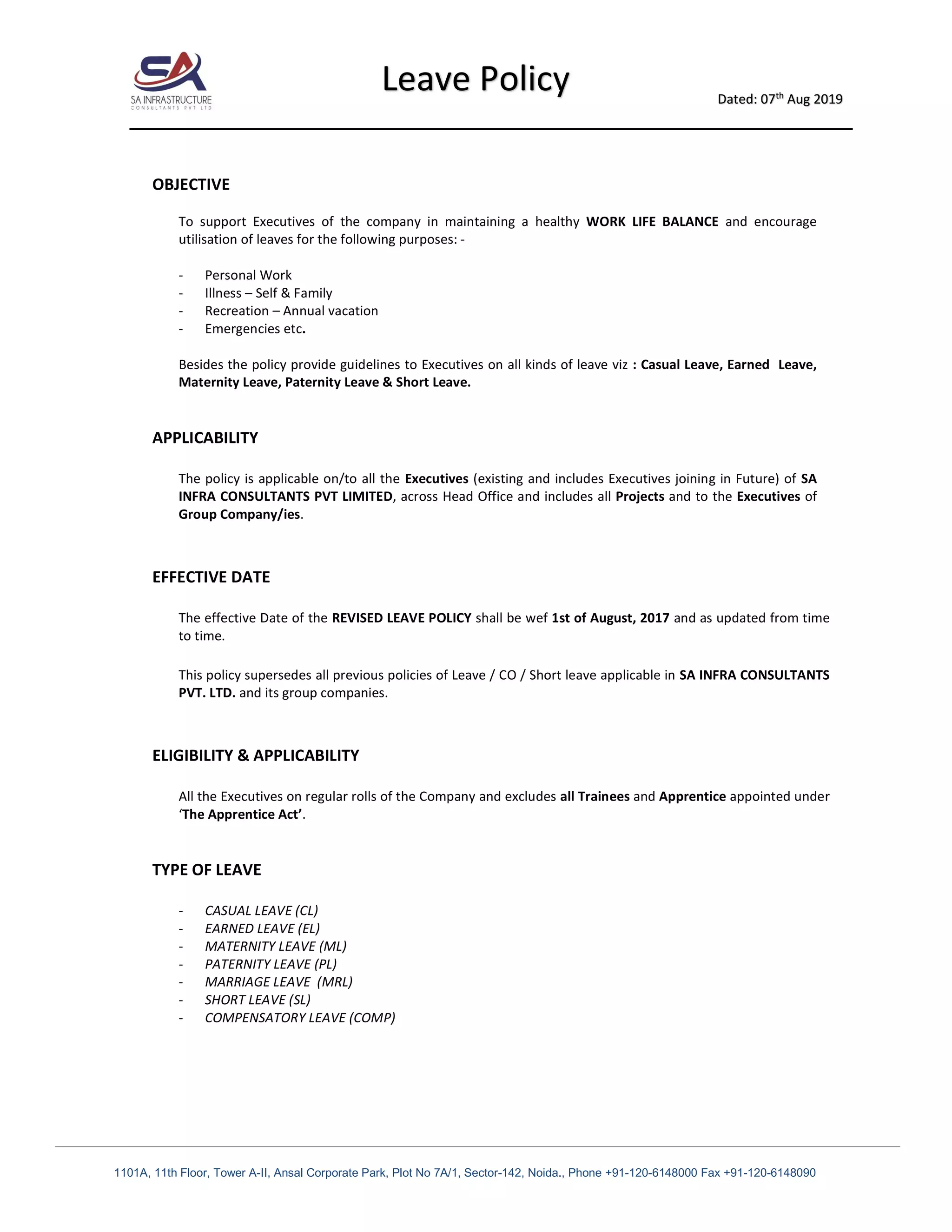 Leave policy 07 aug 20193 | PDF