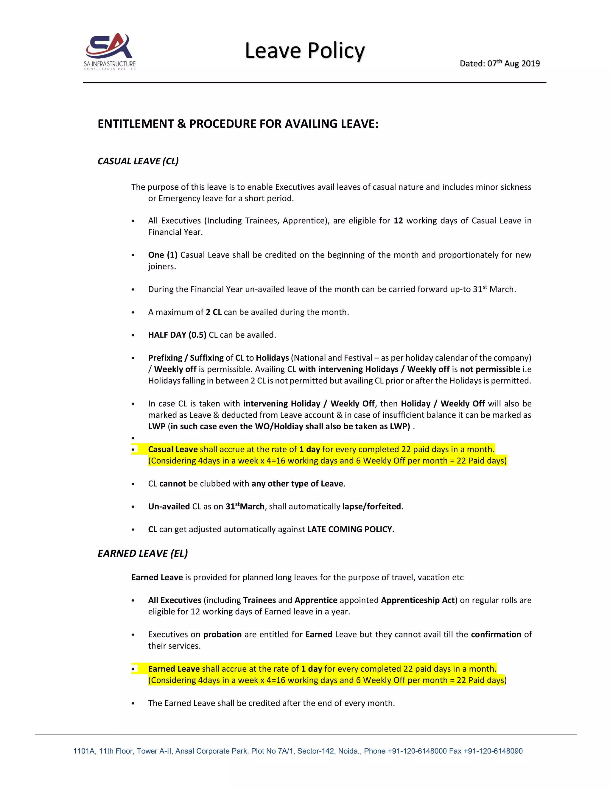 Leave policy 07 aug 20193 | PDF