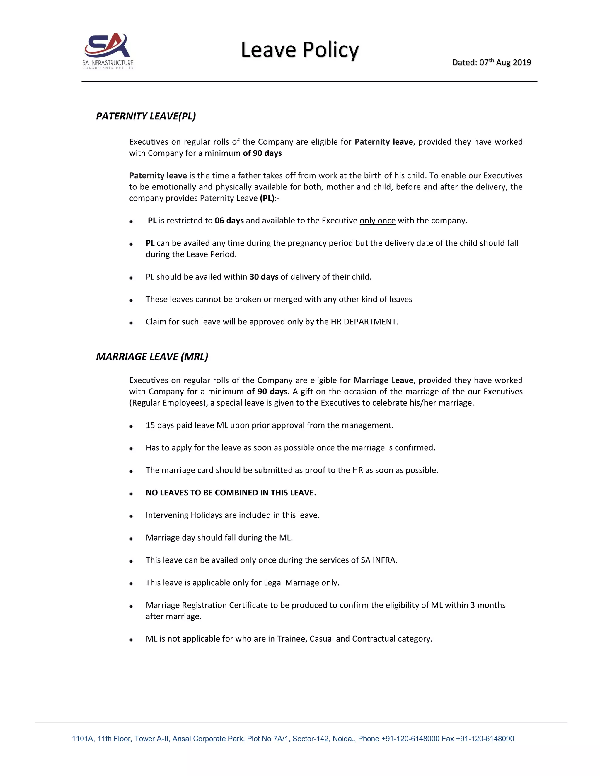 Leave policy 07 aug 20193 | PDF