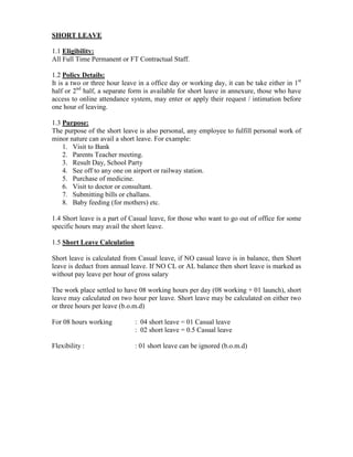 Leave policy by zeeshan moiez ali | PDF