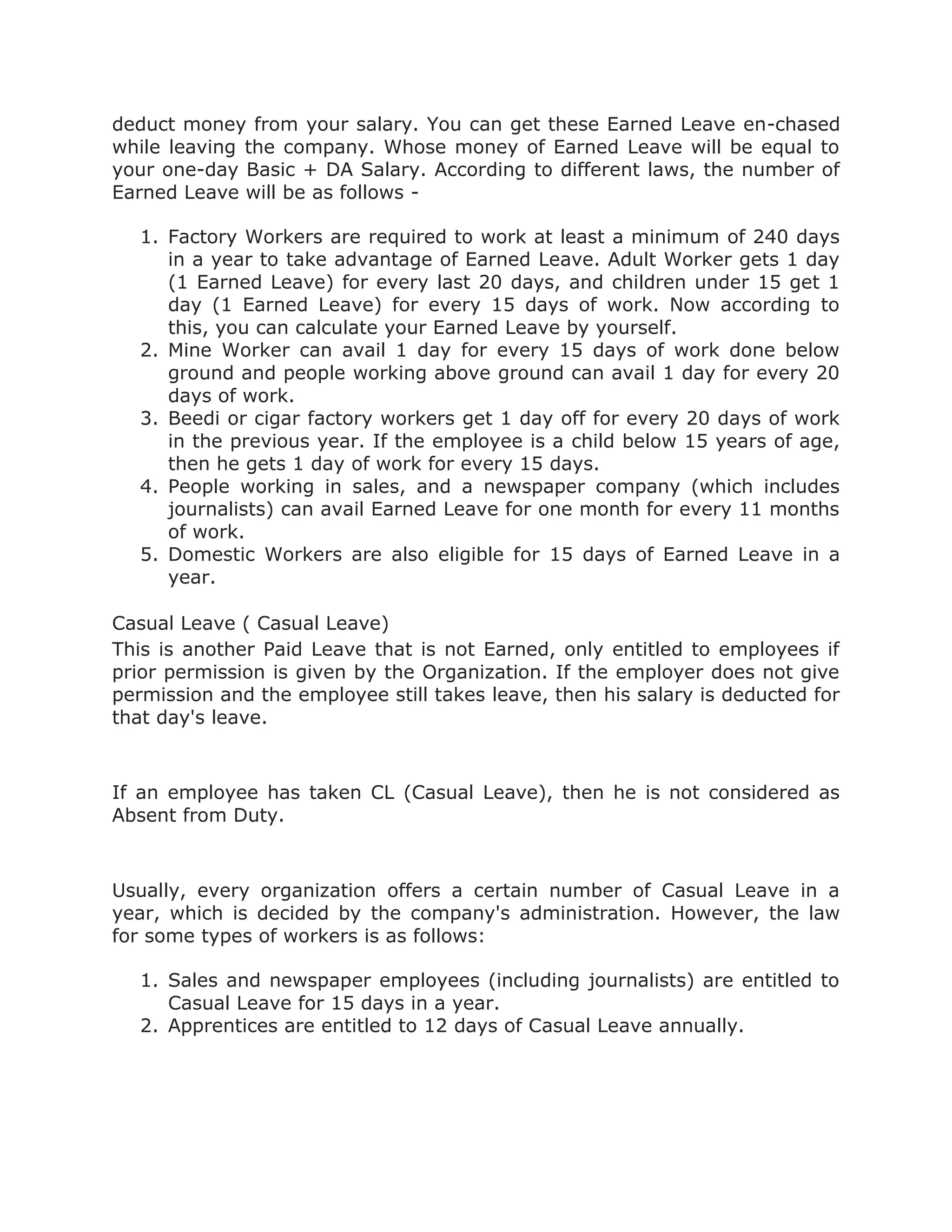 Leave Policy in India | DOCX