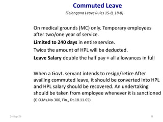 LEAVE RULES of telangana state government employeespdf | PDF