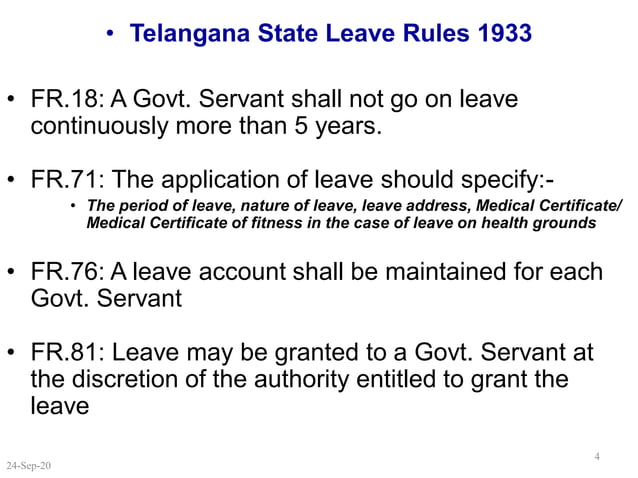 LEAVE RULES of telangana state government employeespdf | PDF