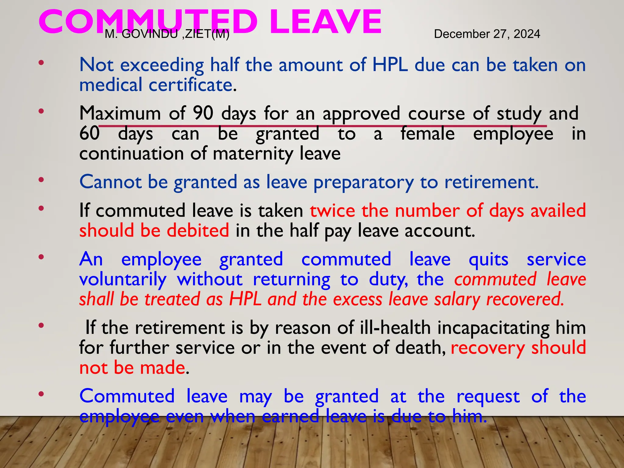 leave rules for govt employees haryana.ppt