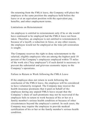 Leave Under the Family and Medical Leave Act The Family and Me.docx