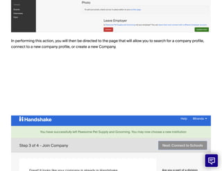 Leaving Company in Handshake - Howard University | PDF