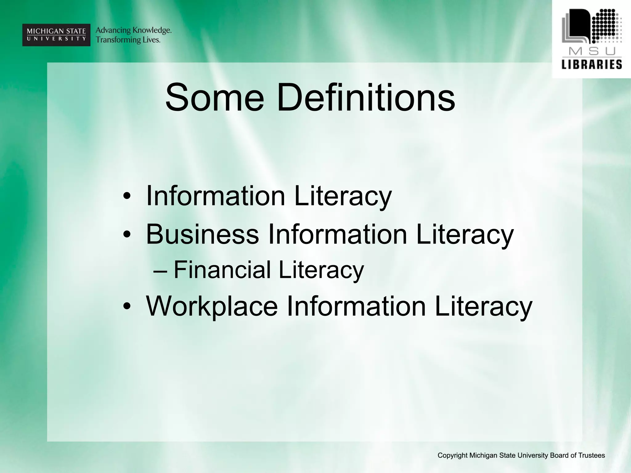 Information Literacy in the Workplace | PPT