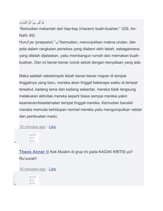 Lebah makan buah? QS 16:68-69 | DOC